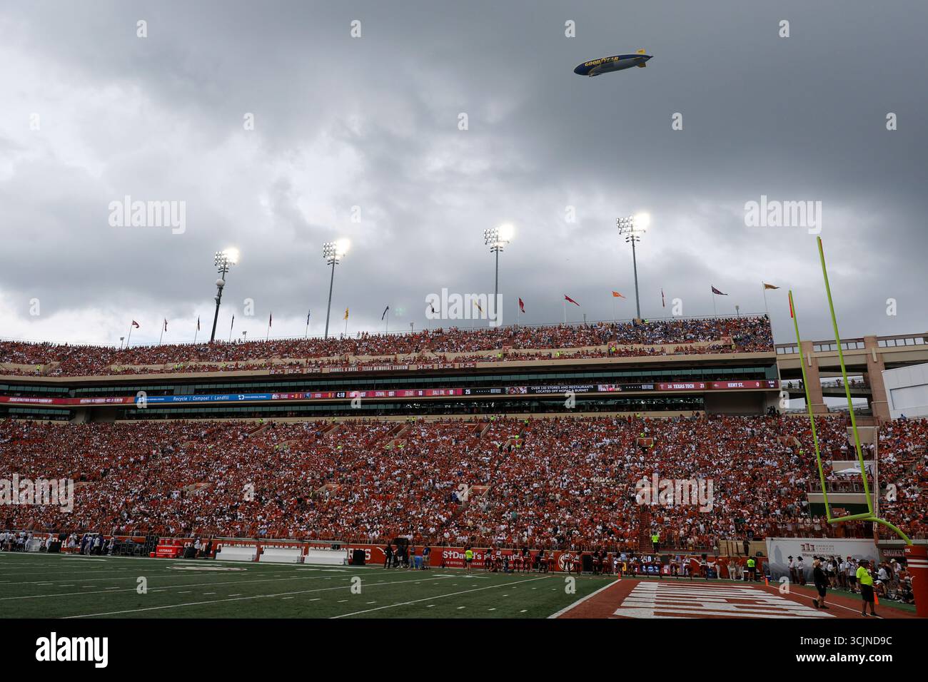 AUSTIN, TX - SEPTEMBER 06: The Goodyear Blimp is seen over the stadium ...
