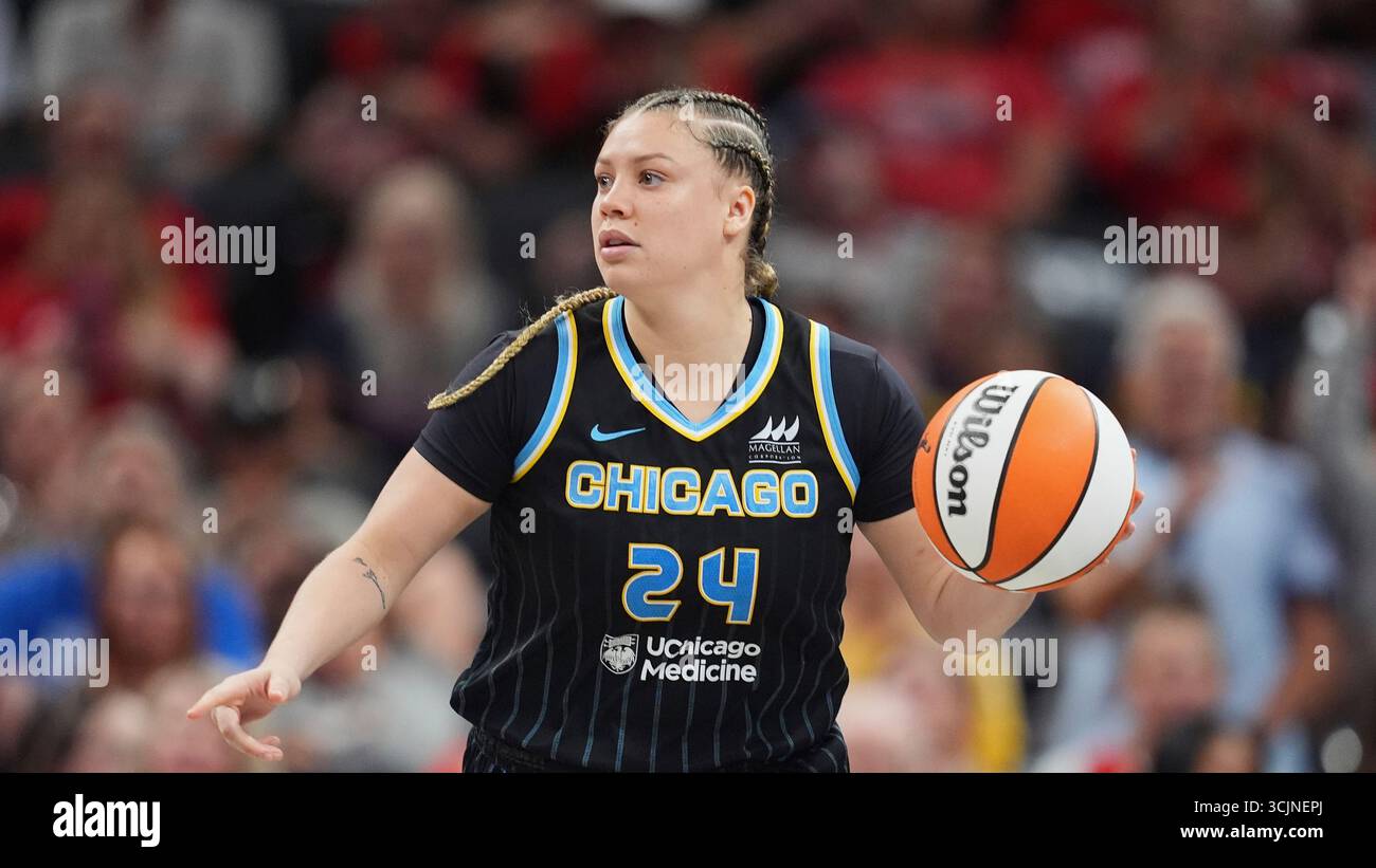 Chicago Sky's Rachel Banham dribbles during the second half of a WNBA ...