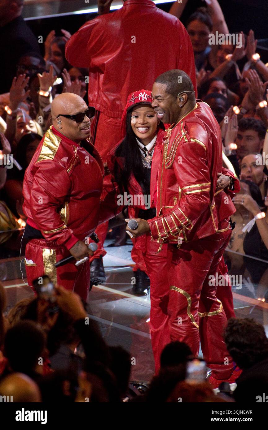 Spliff Star, GloRilla and Busta Rhymes perform during the 2025 MTV ...