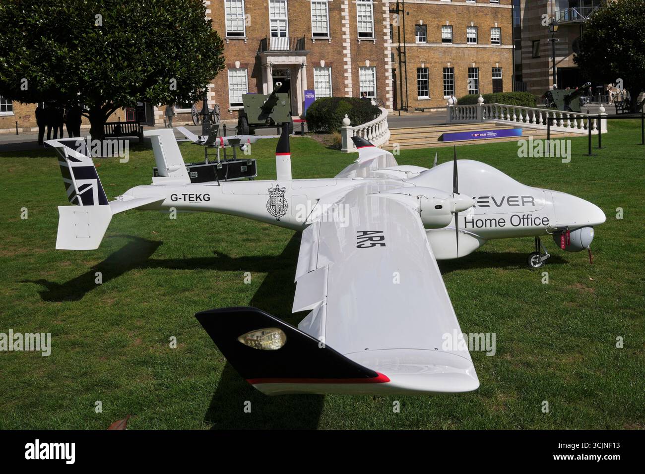 A drone of G-TEKG's Tekever AR5 Evolution Mk.2 is displayed during the ...