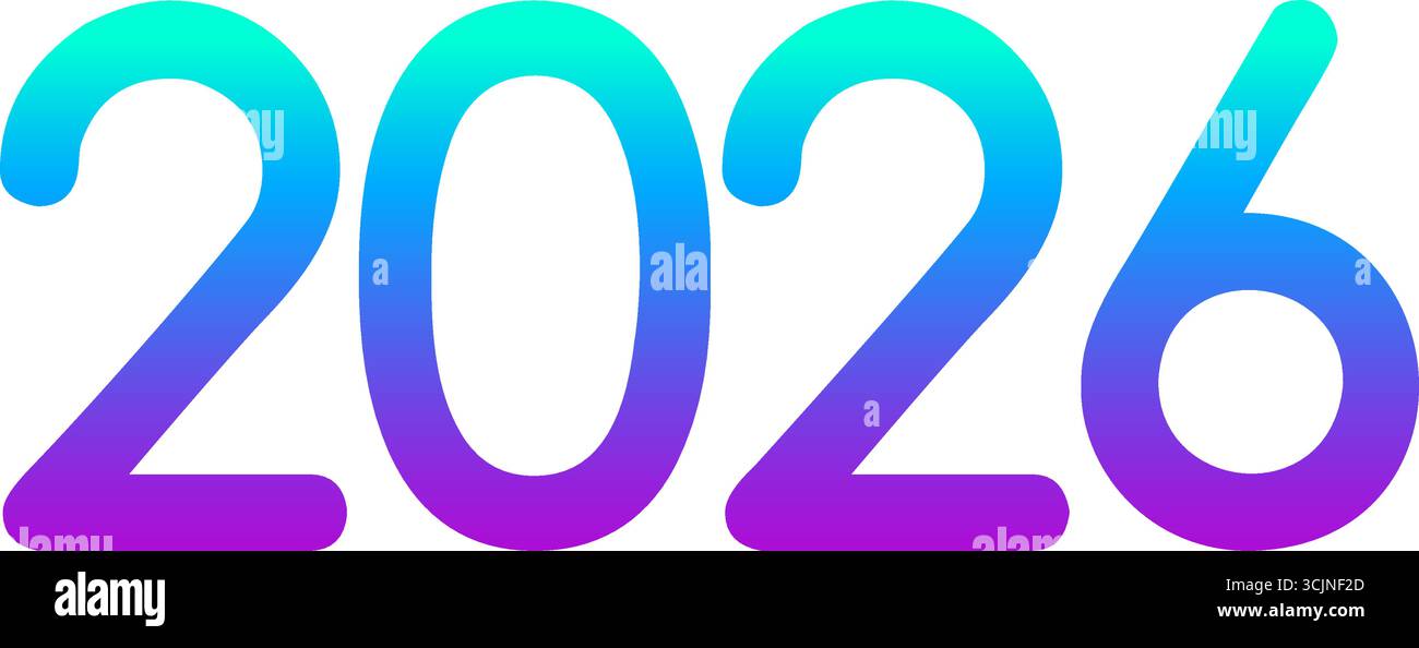 2026 colorful gradient vector numbers for New Year greeting card ...