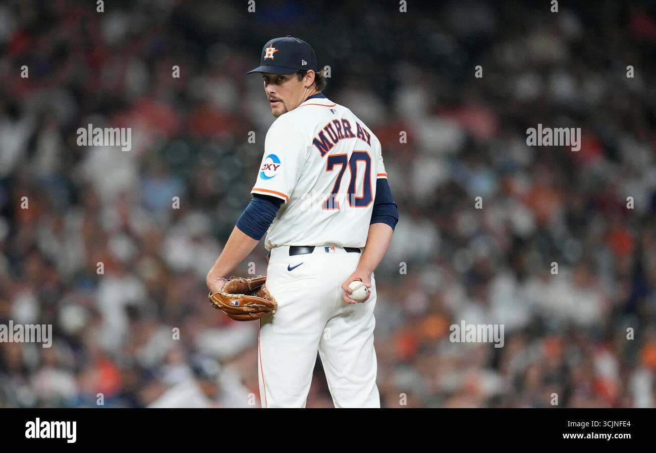 Houston Astros relief pitcher Jayden Murray (70) makes his major-league ...