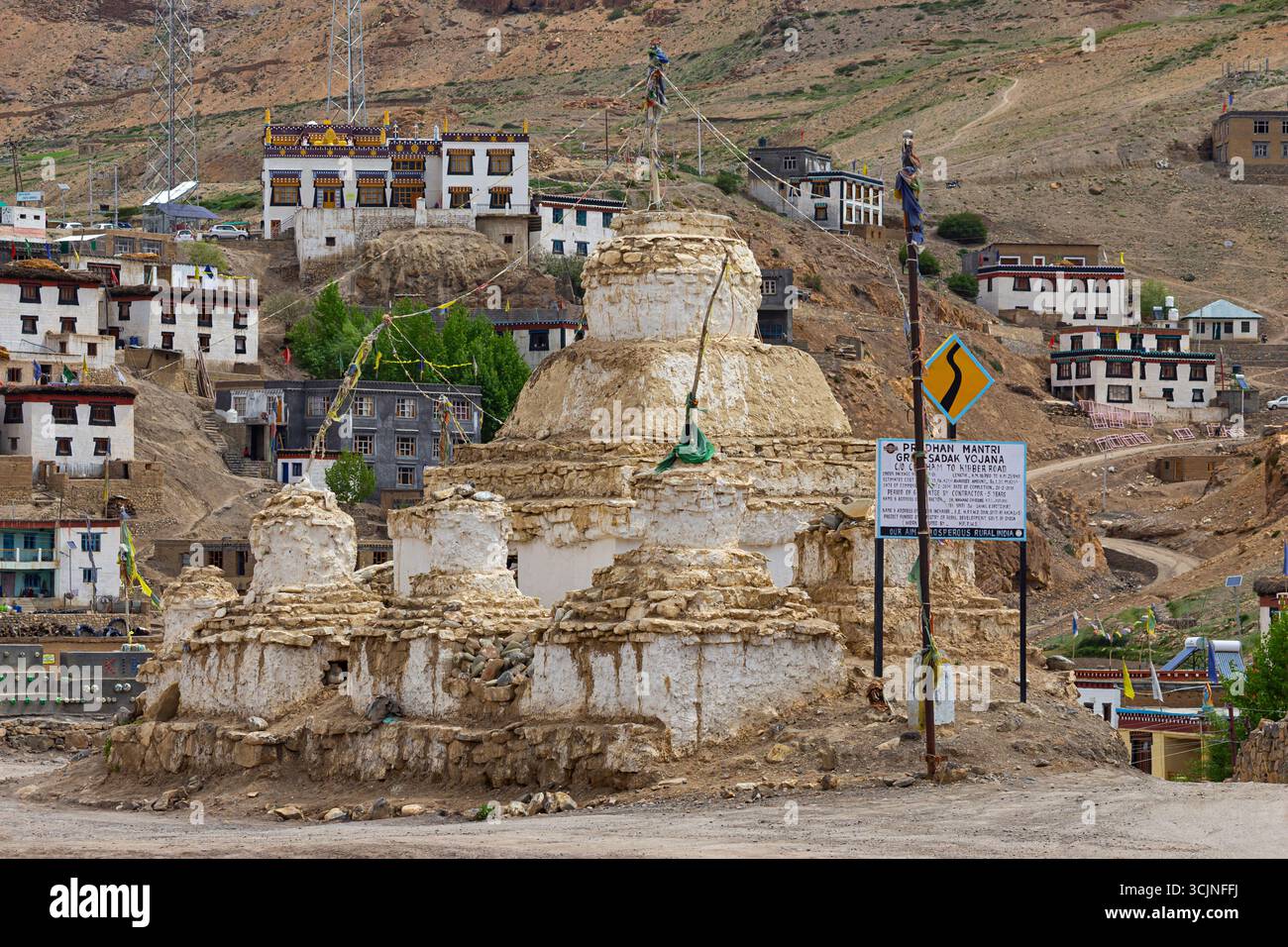 Ancient Ruin Gompa With Kibber Village View, Kibber, Lahaul Spiti ...