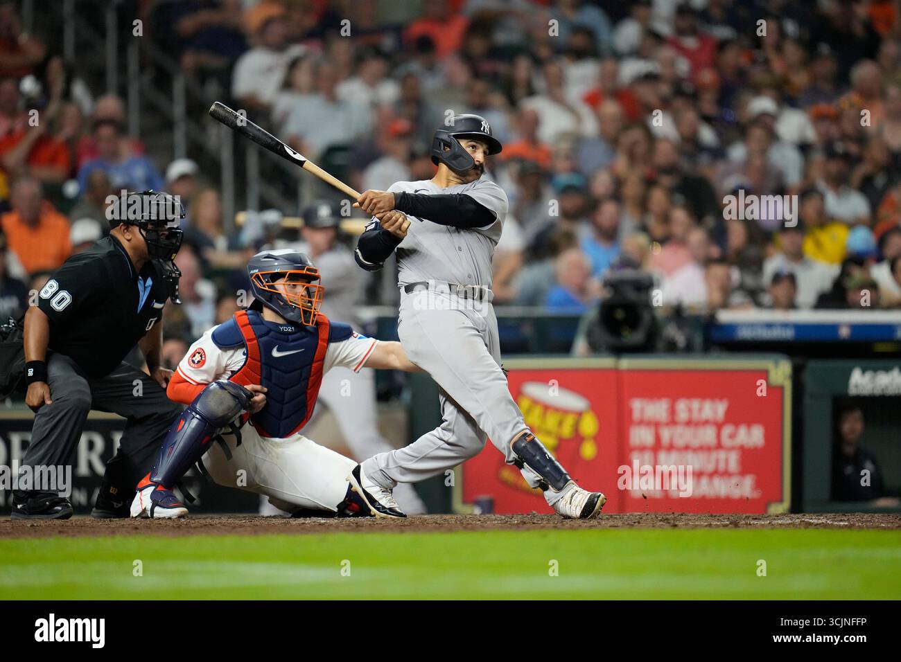 New York Yankees' Trent Grisham hits a home run against Houston Astros ...