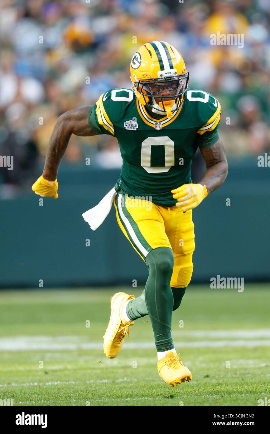 Green Bay Packers wide receiver Matthew Golden (0) runs a route during ...
