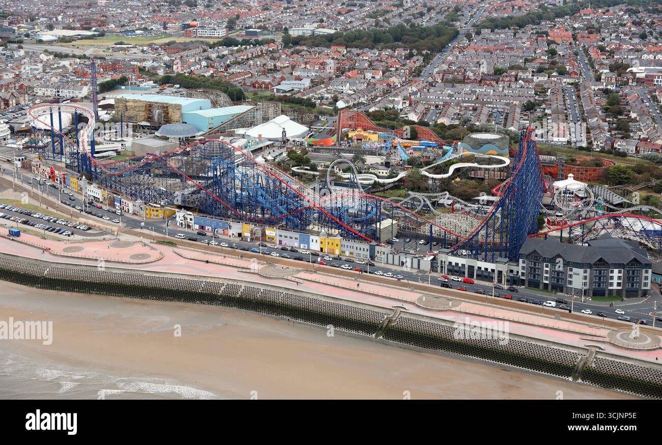aerial view of Blackpool Pleasure Beach amusement park, Blackpool ...