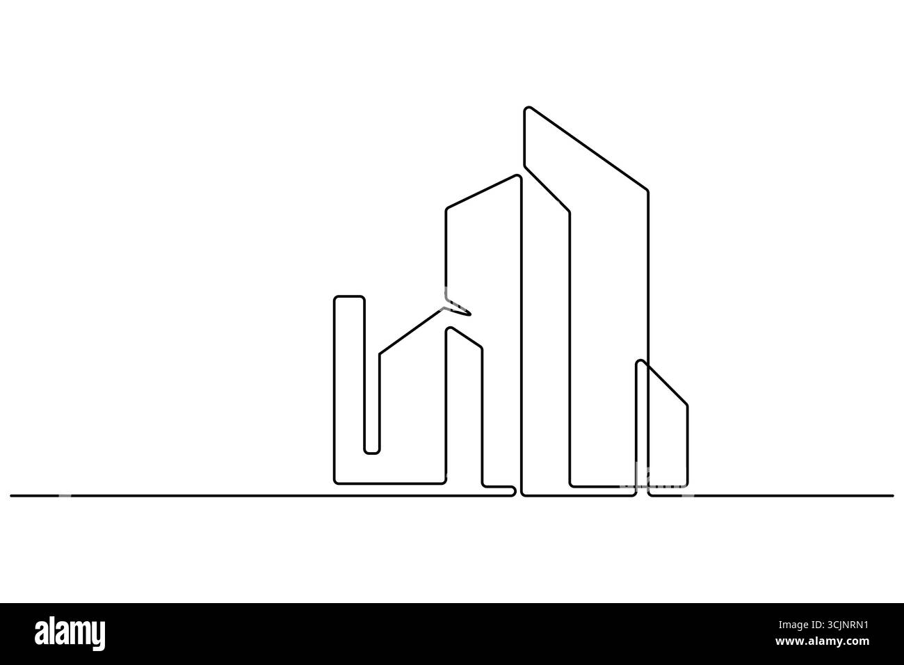 Office building continuous one line drawing minimalist outline vector ...