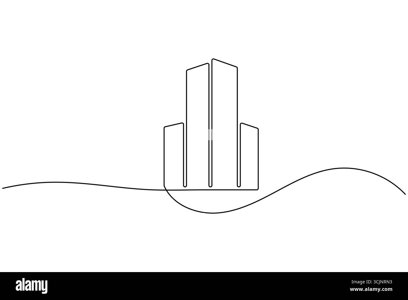 Office building continuous one line drawing minimalist outline vector ...
