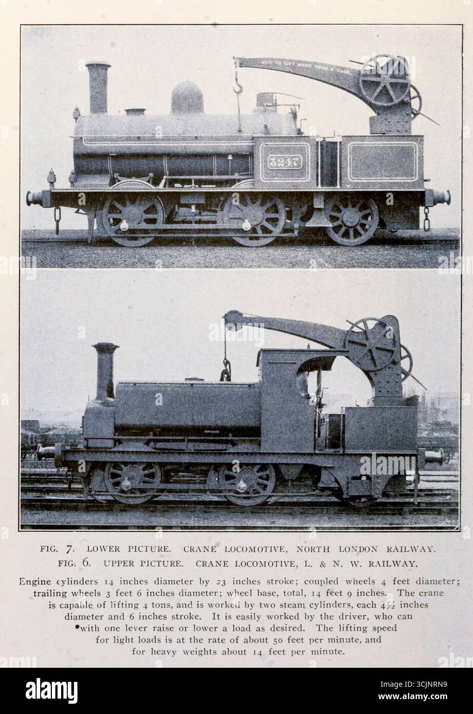 LOWER PICTURE. CRANE LOCOMOTIVE, NORTH LONDON RAILWAY. UPPER PICTURE ...