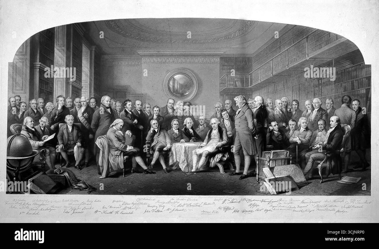 Distinguished British men of science 1807-1808 assembled in the library ...