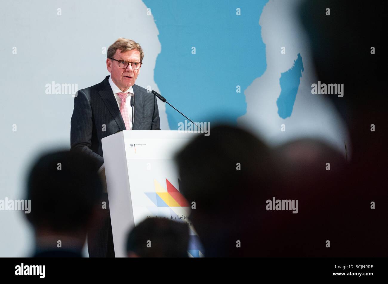 08 September 2025, Berlin: Johann Wadephul (CDU), Foreign Minister, speaks at the opening of the ...