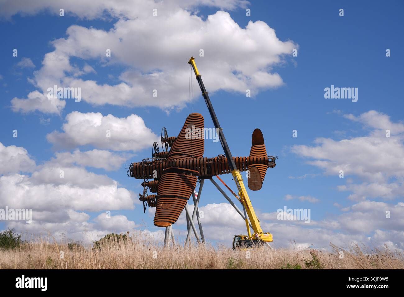 Work nears completion on the construction of a full scale landmark art installation of an Avro ...