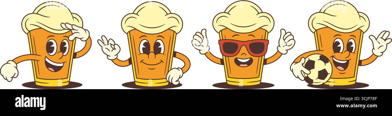 Cartoon beer mascot character wearing sunglasses shows thumbs up ...