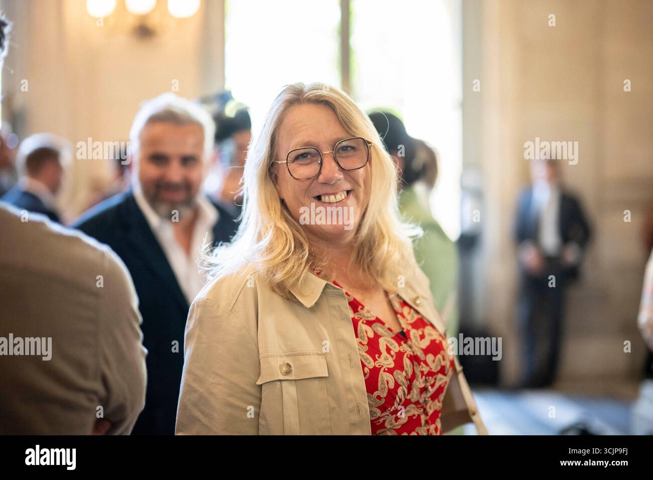 Ecologiste et Social's MP Danielle Simonnet in the Salle des Quatre Colonnes during Prime ...