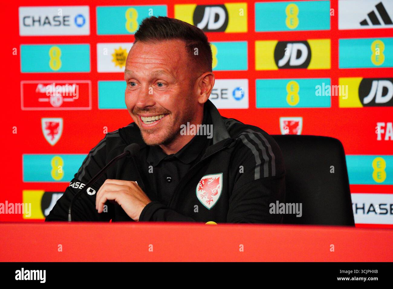 Wales manager Craig Bellamy during a press conference at the Vale ...