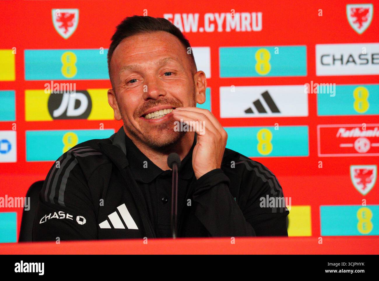 Wales manager Craig Bellamy during a press conference at the Vale ...