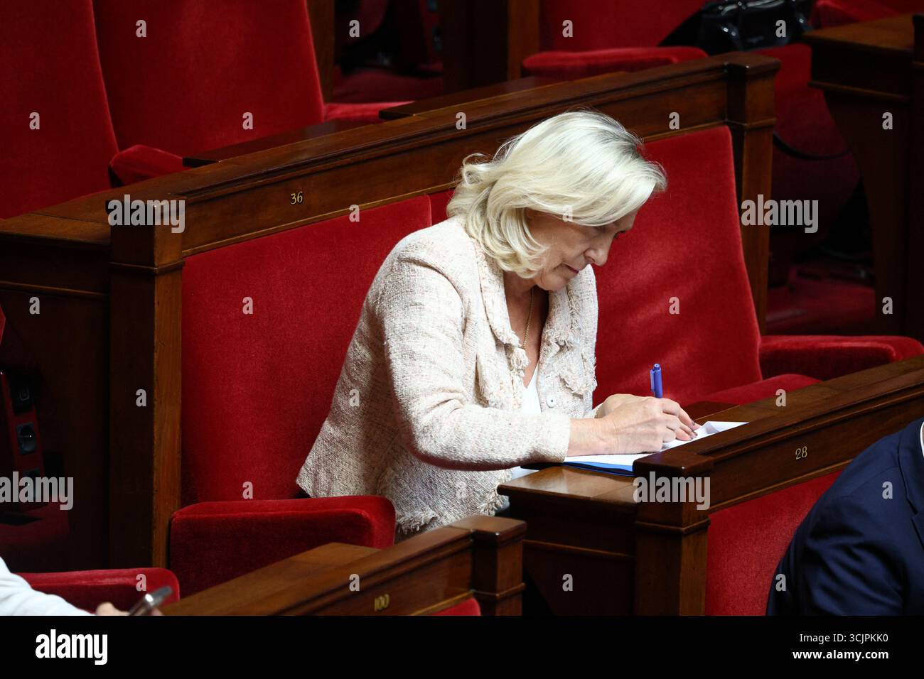 Marine Le Pen during French Prime Minister Francois Bayrou general ...