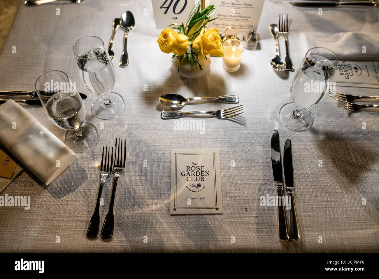 Table setting at the Rose Garden dinner to debut the newly renovated ...