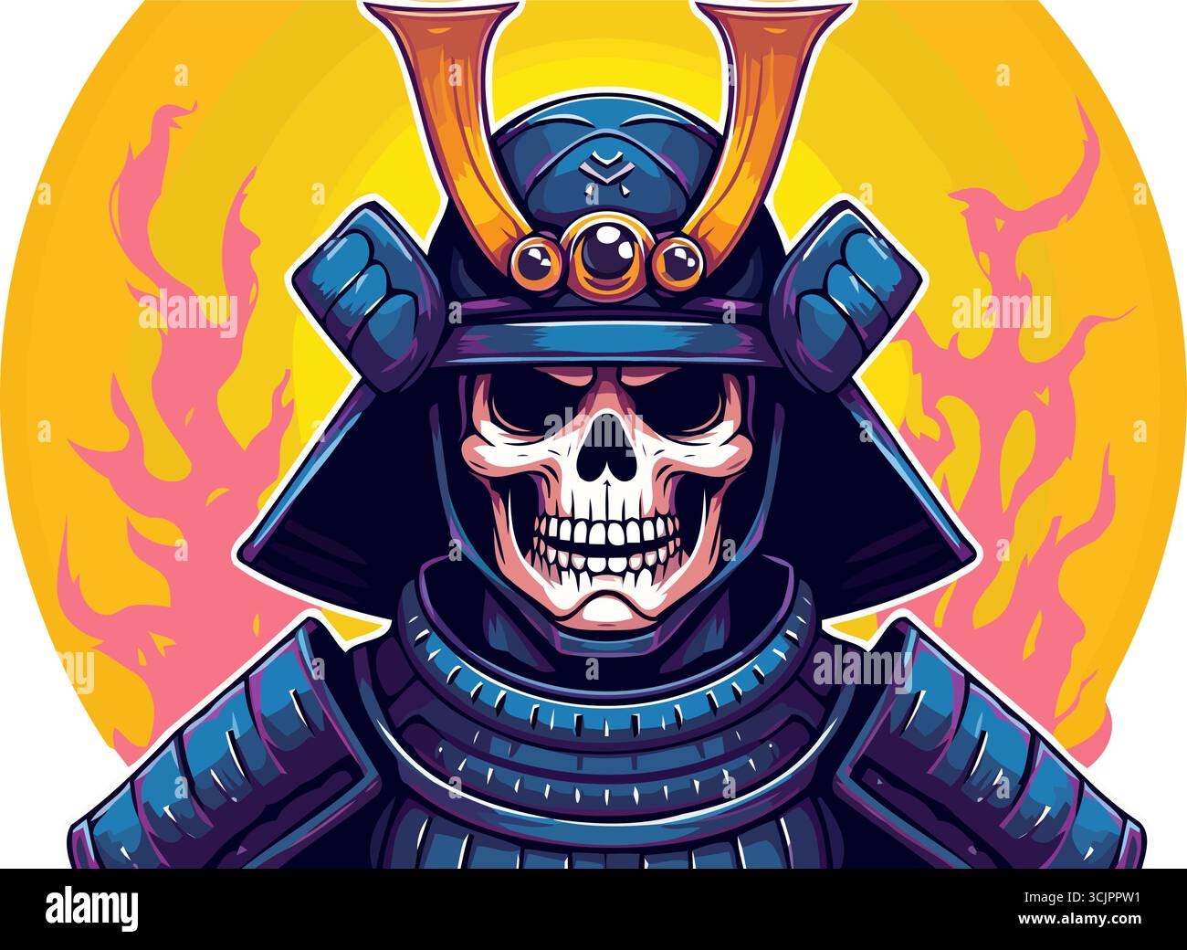 Yellow skull against blue background Stock Vector Images - Alamy