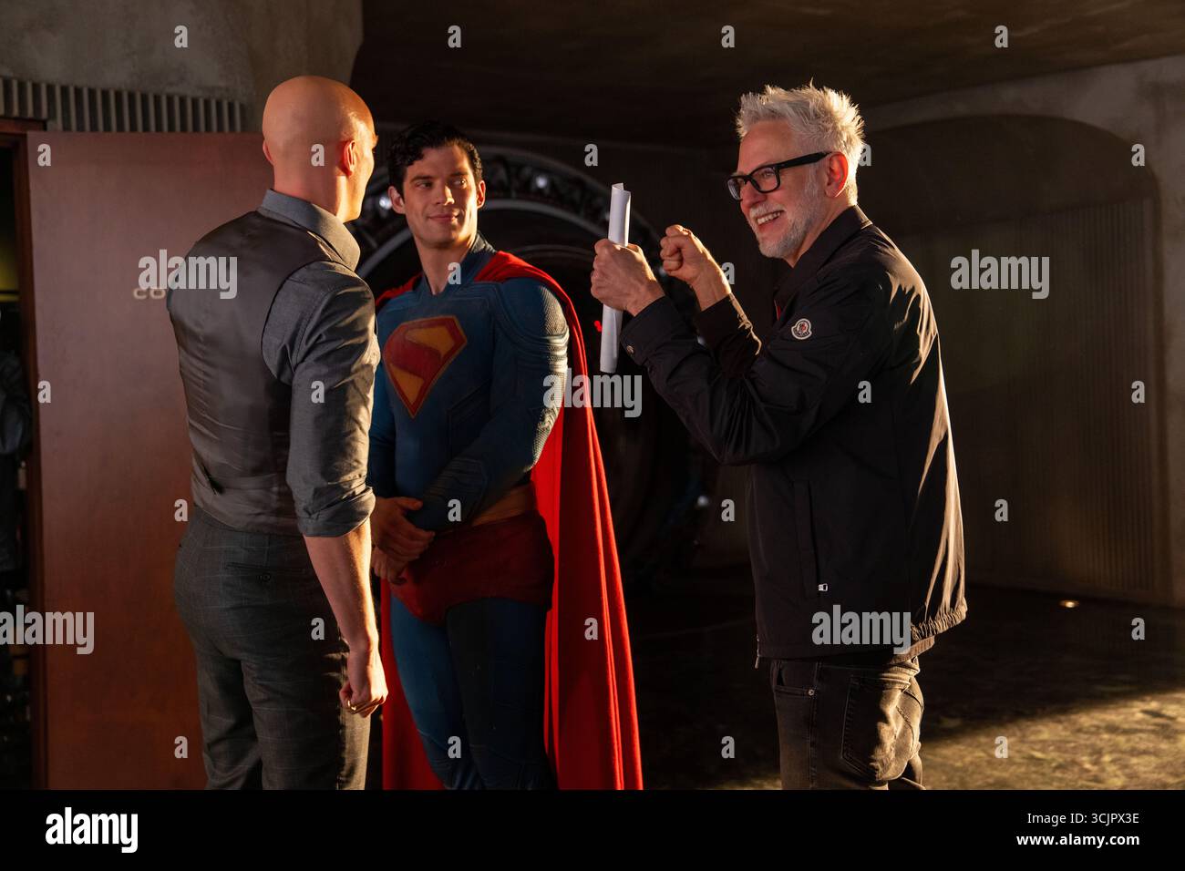 NICHOLAS HOULT, DAVID CORENSWET and JAMES GUNN in SUPERMAN (2025 ...