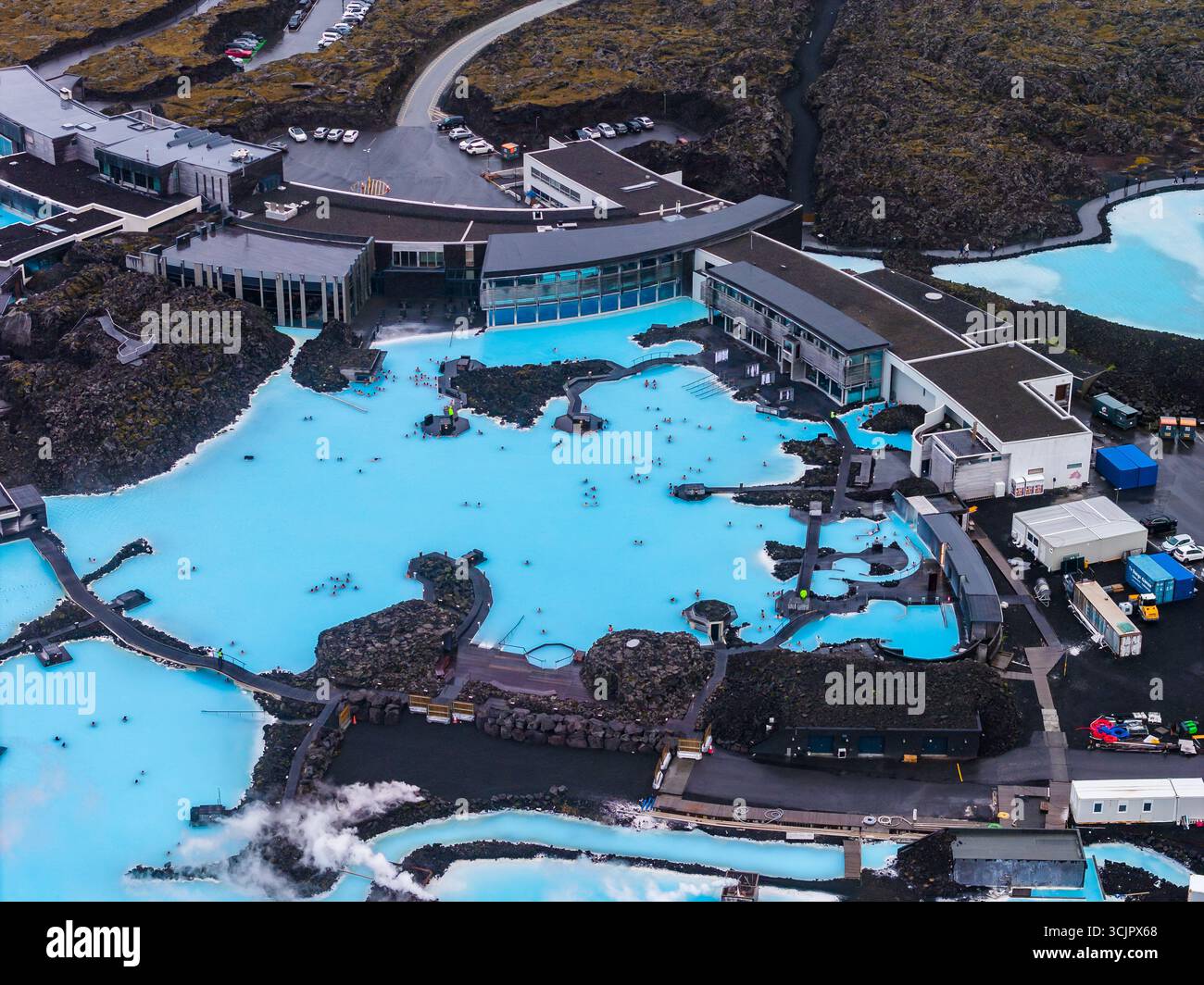 Aerial View of Blue Lagoon Spa and Lava Fields in Iceland Stock Photo ...