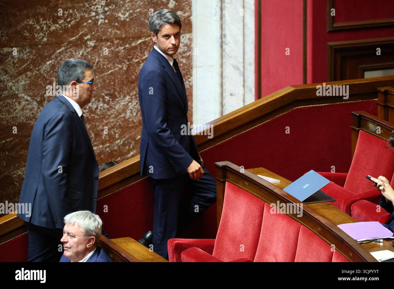Gabriel Attal before the speech of Eric Ciotti, President of Union of ...