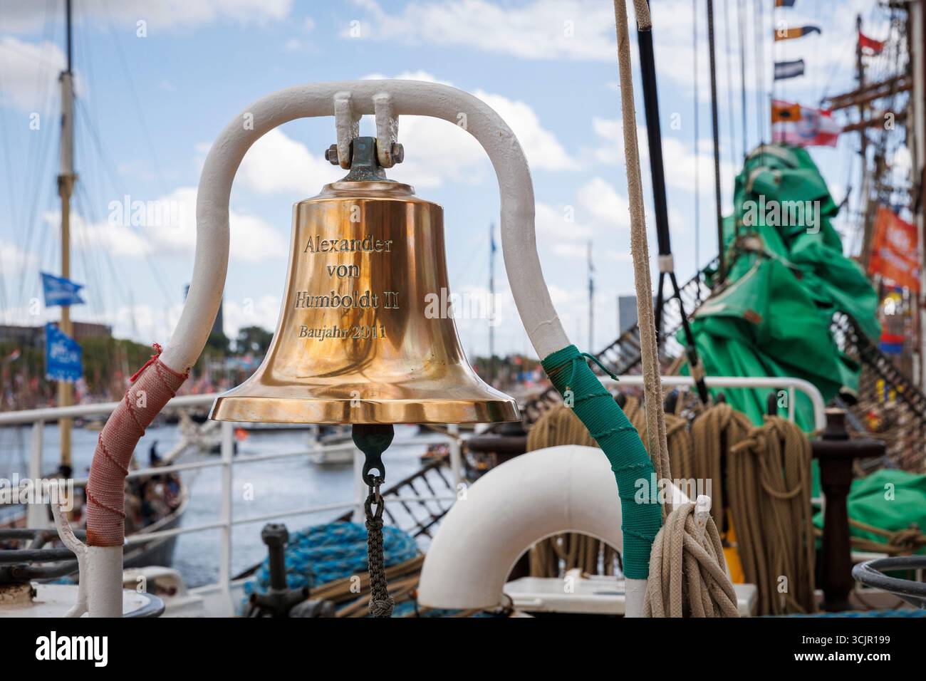 ship's bell of the three-masted barque Alexander von Humboldt II moored ...