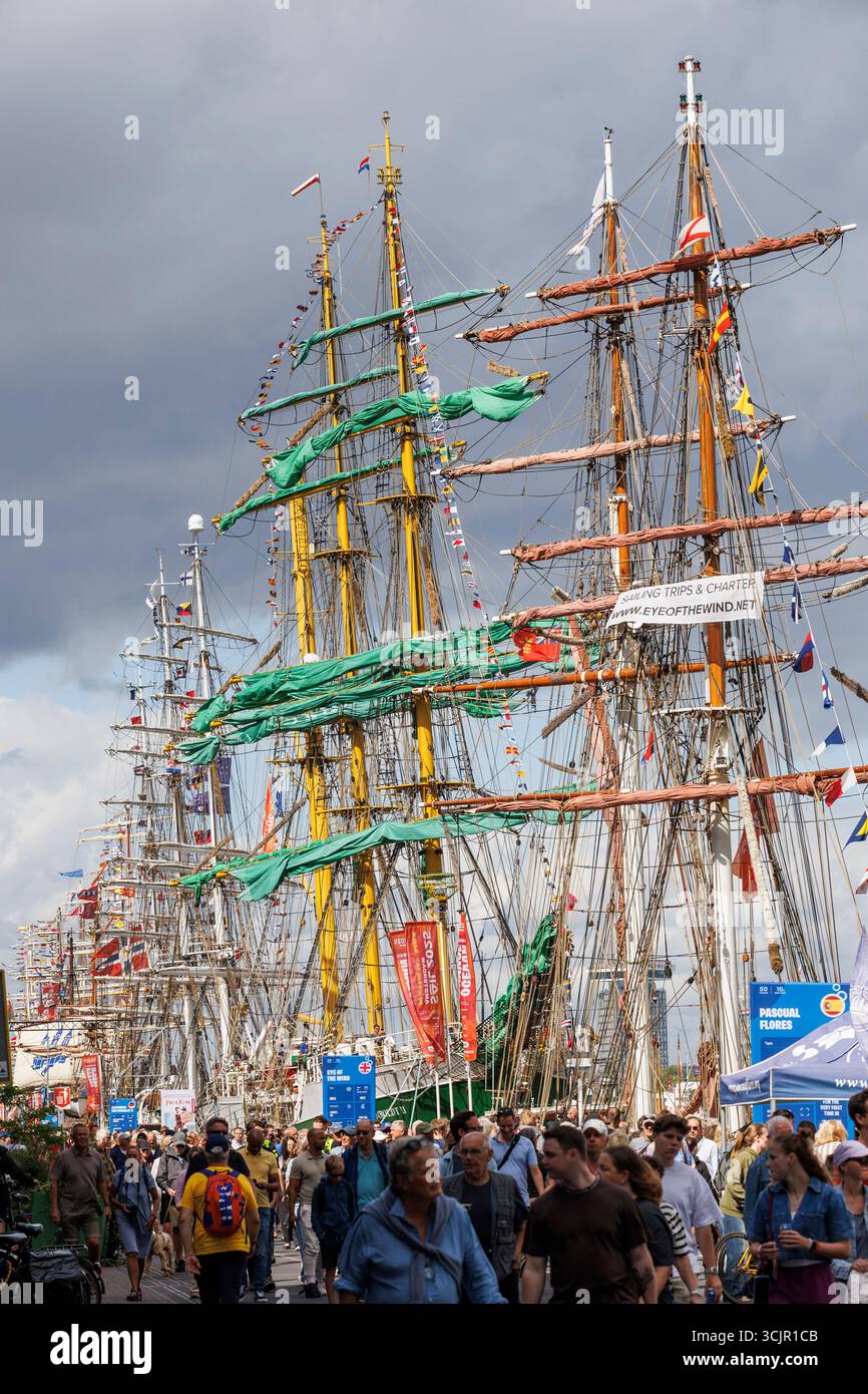 tall ships moored in Ij harbour during the Sail Amsterdam, August 21 ...