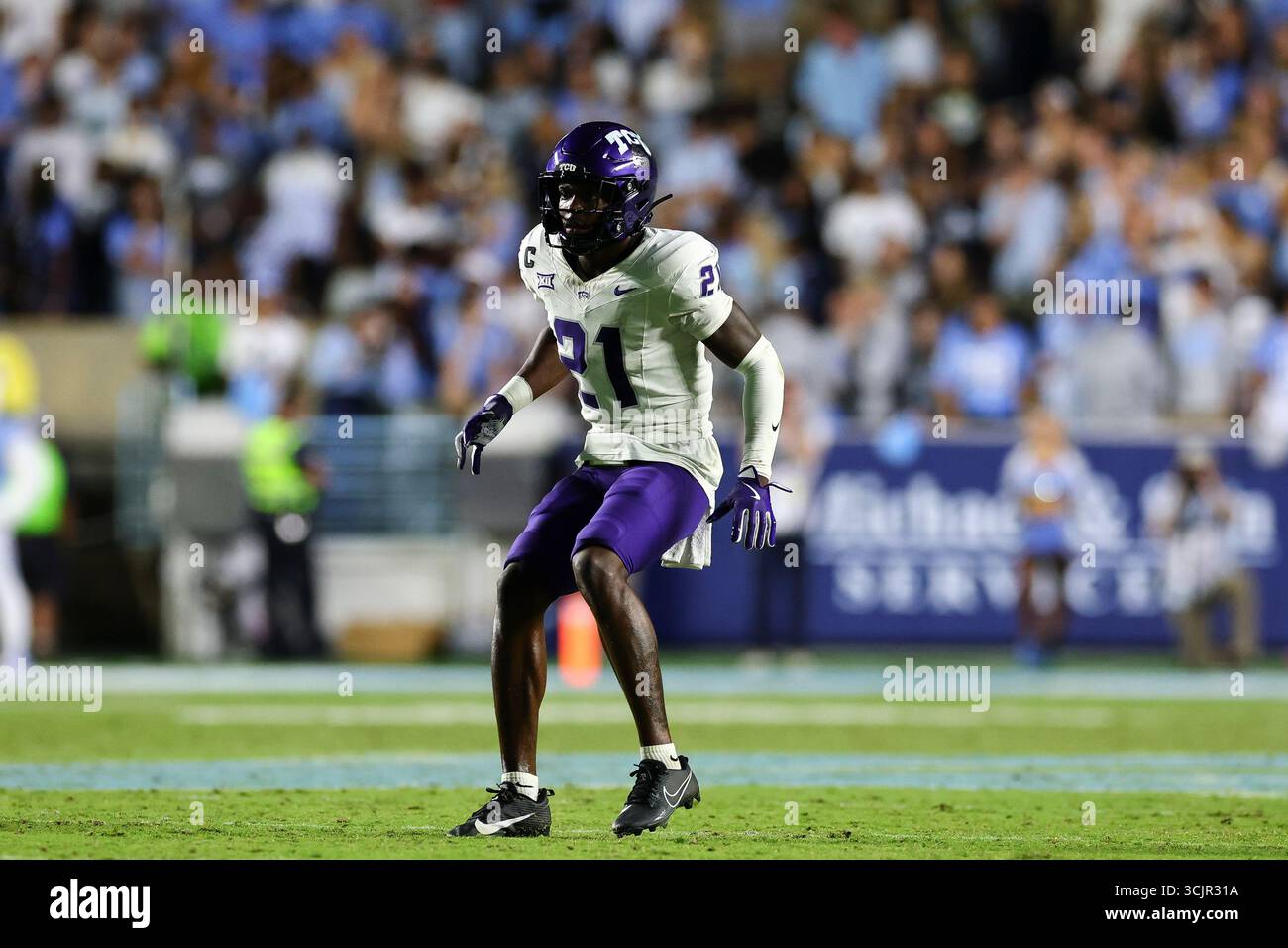 TCU safety Bud Clark (21) in coverage during an NCAA college football ...