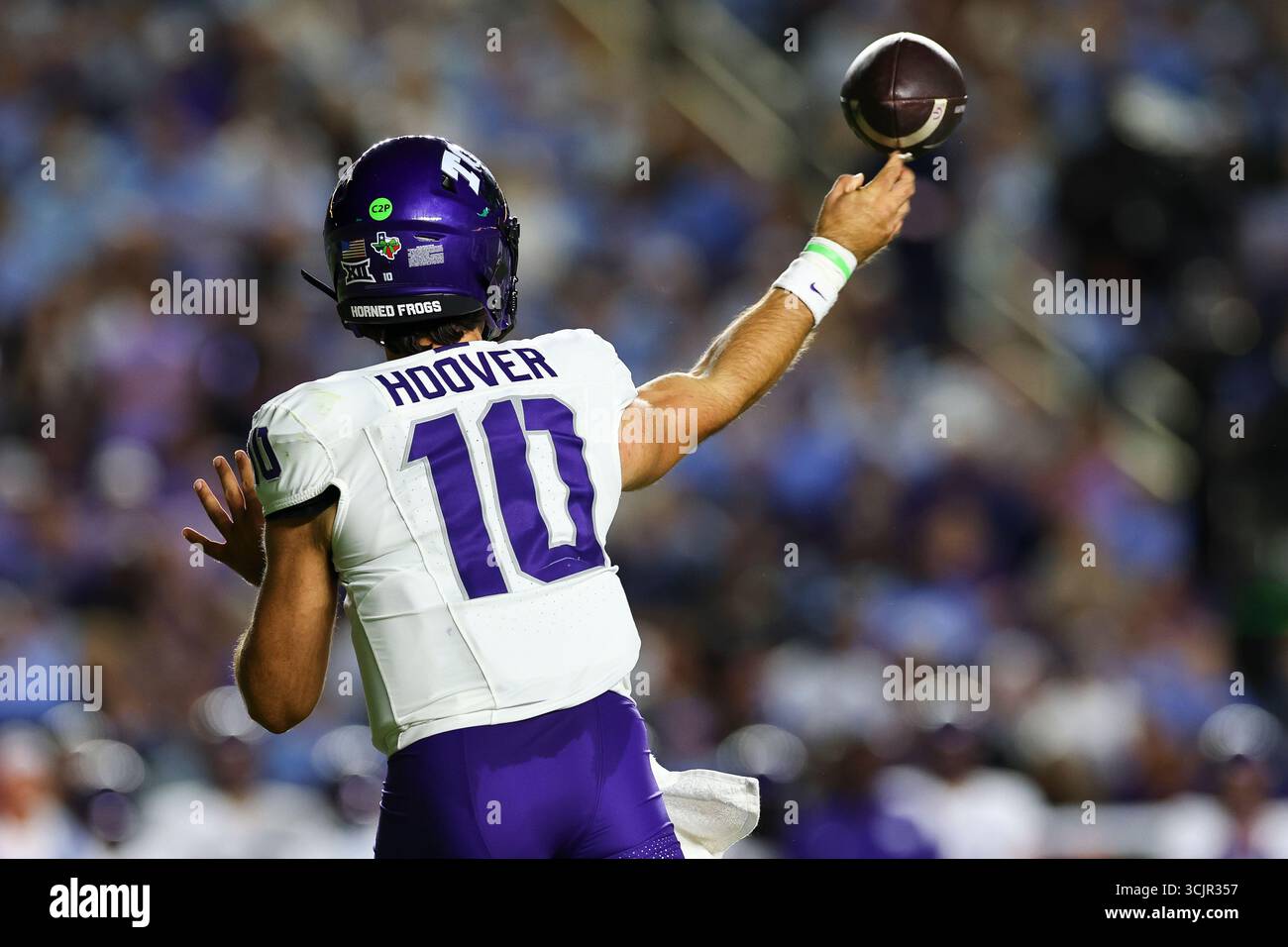 TCU quarterback Josh Hoover (10) throws a pass during an NCAA college ...