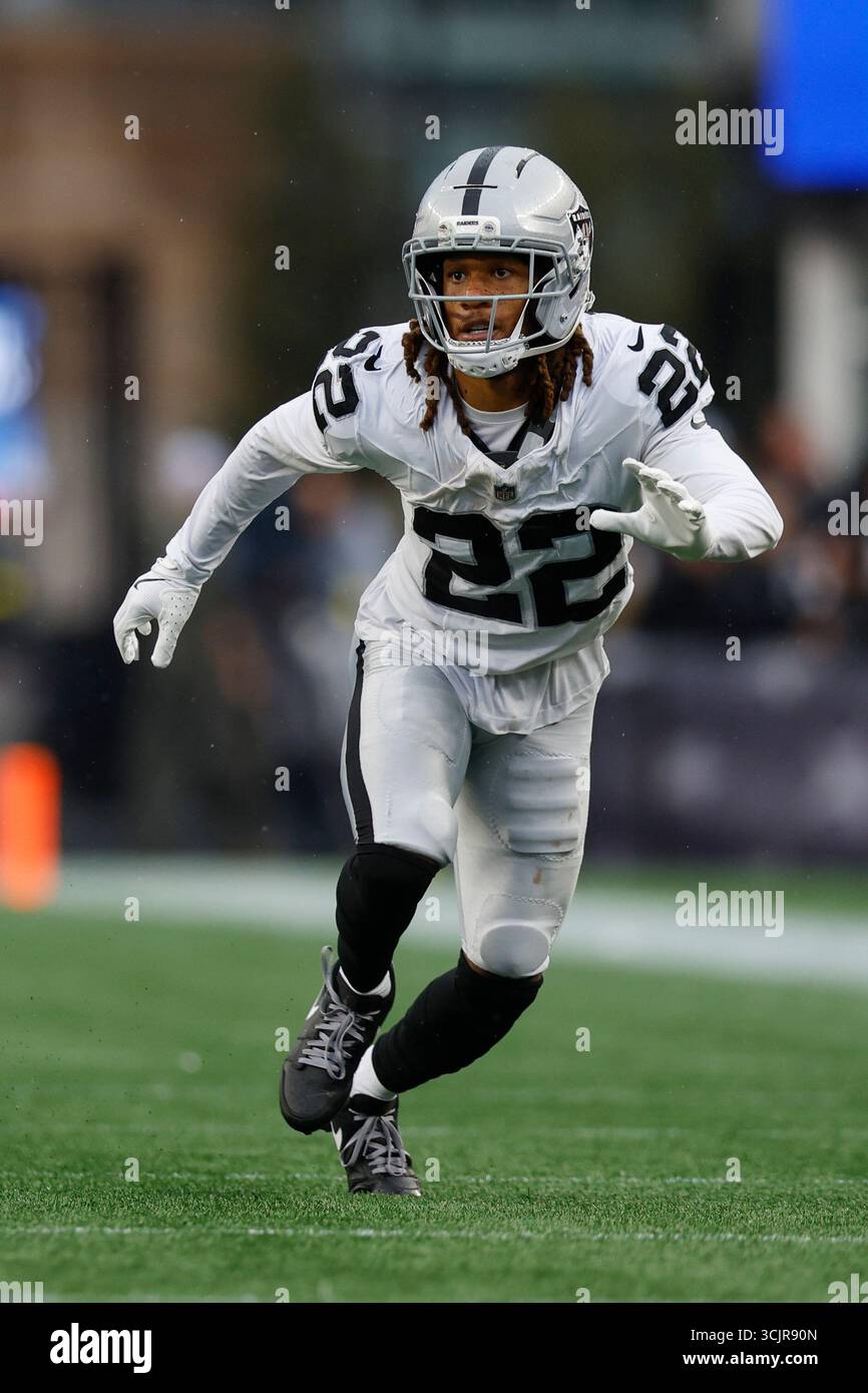 Las Vegas Raiders cornerback Eric Stokes (22) drops into coverage ...