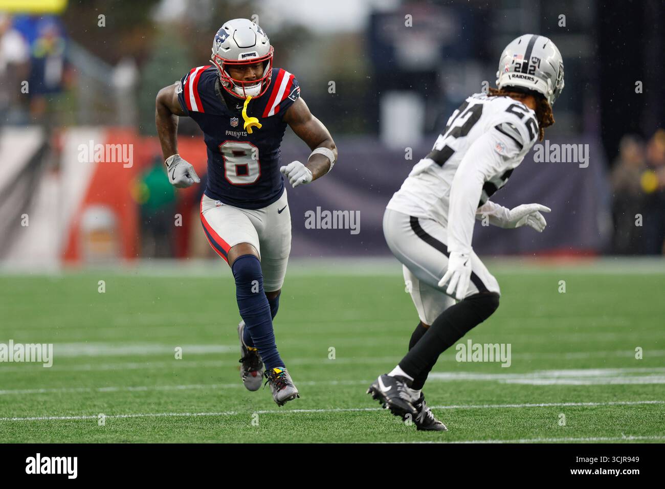 New England Patriots wide receiver Stefon Diggs (8) runs a route ...