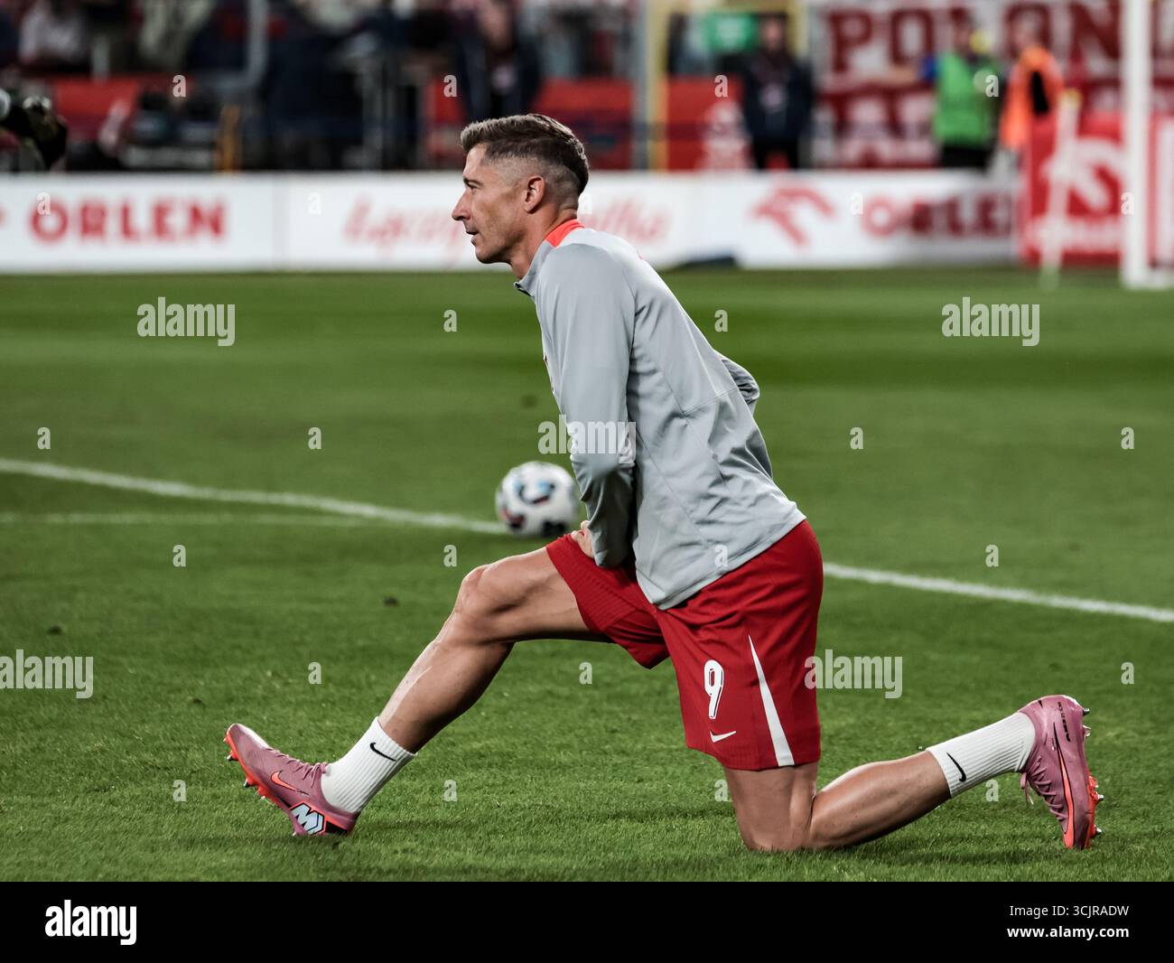 A captain of Polish Team, Robert Lewandowski warms up ahead of the ...