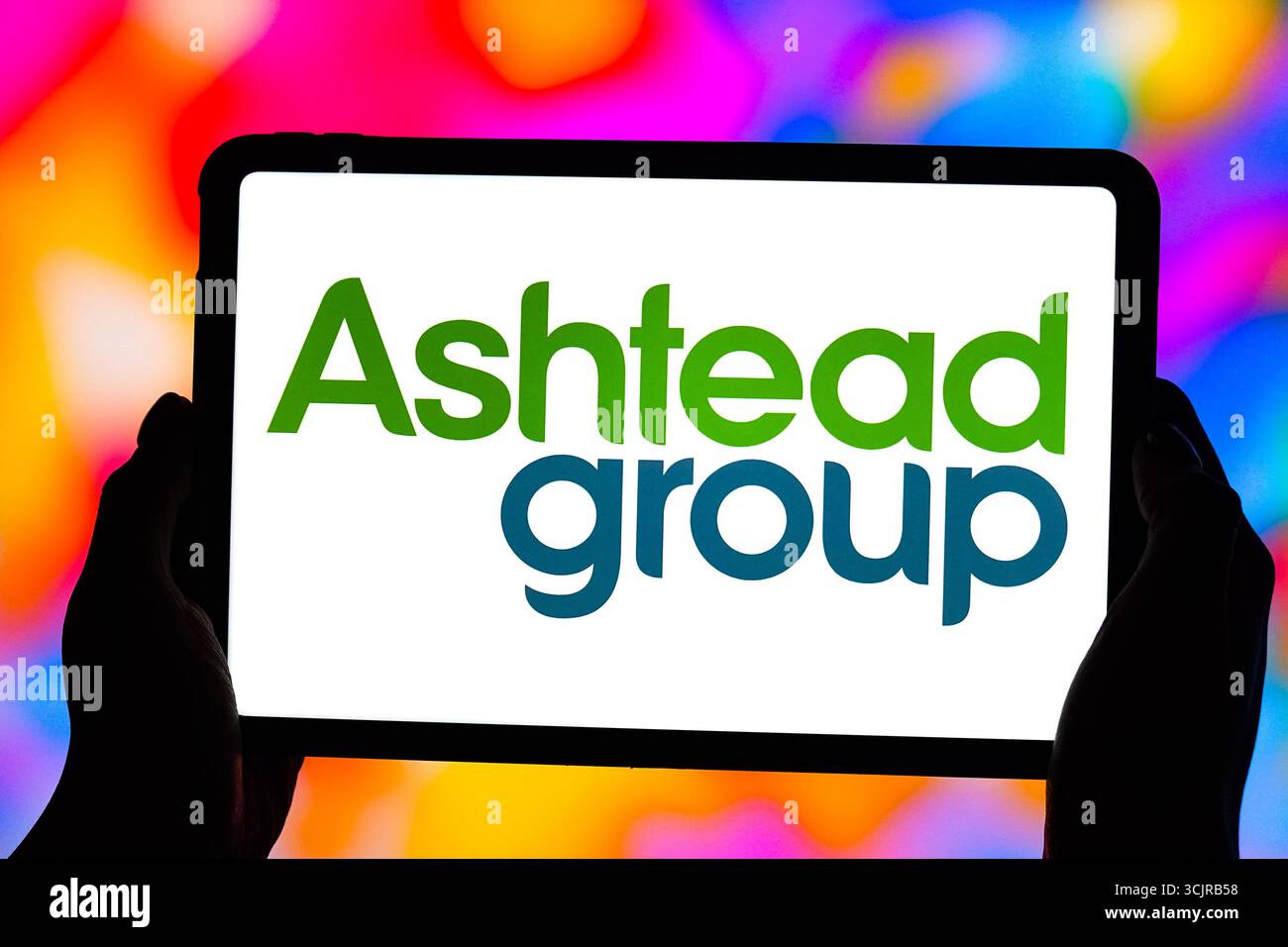 In this photo illustration, the logo of Ashtead Group is seen displayed ...