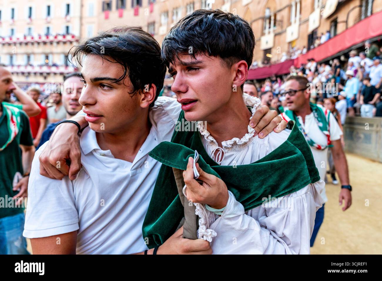 Young Men From The Victorious Oca (Goose) Contrada Celebrate In The ...