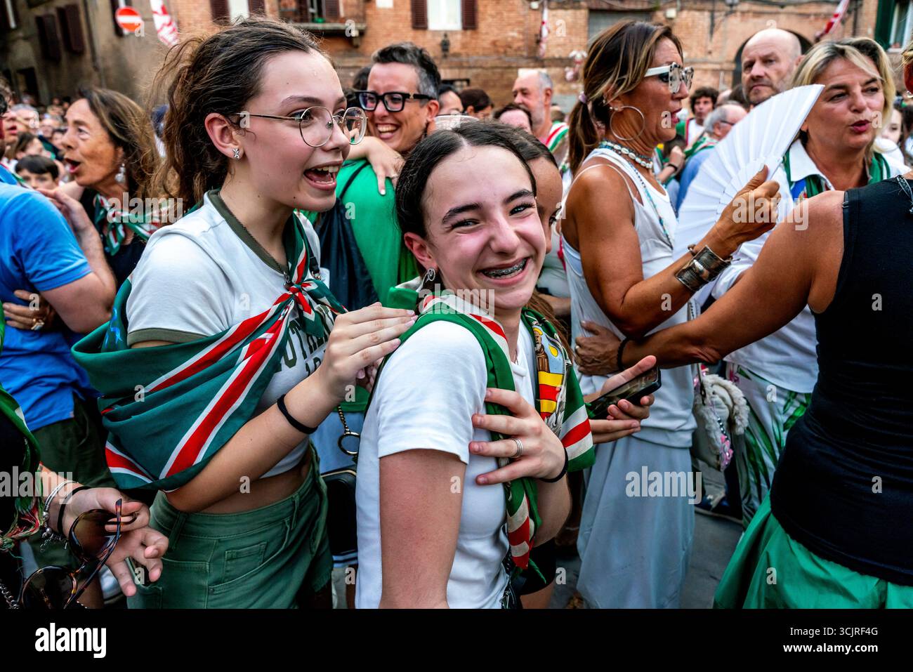 Young Contrada Members From The Victorious Oca (Goose) Contrada Outside ...