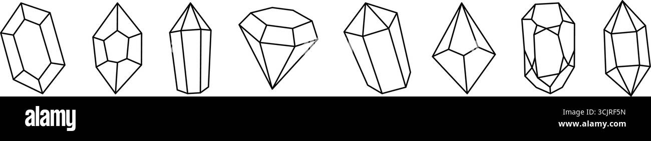 Outline magical stones. Mystical, esoteric, magic or healing crystals ...