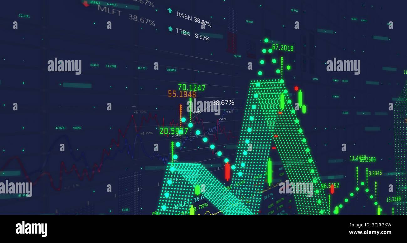 Displaying neon green graph surface undulating in dashboard, with ...