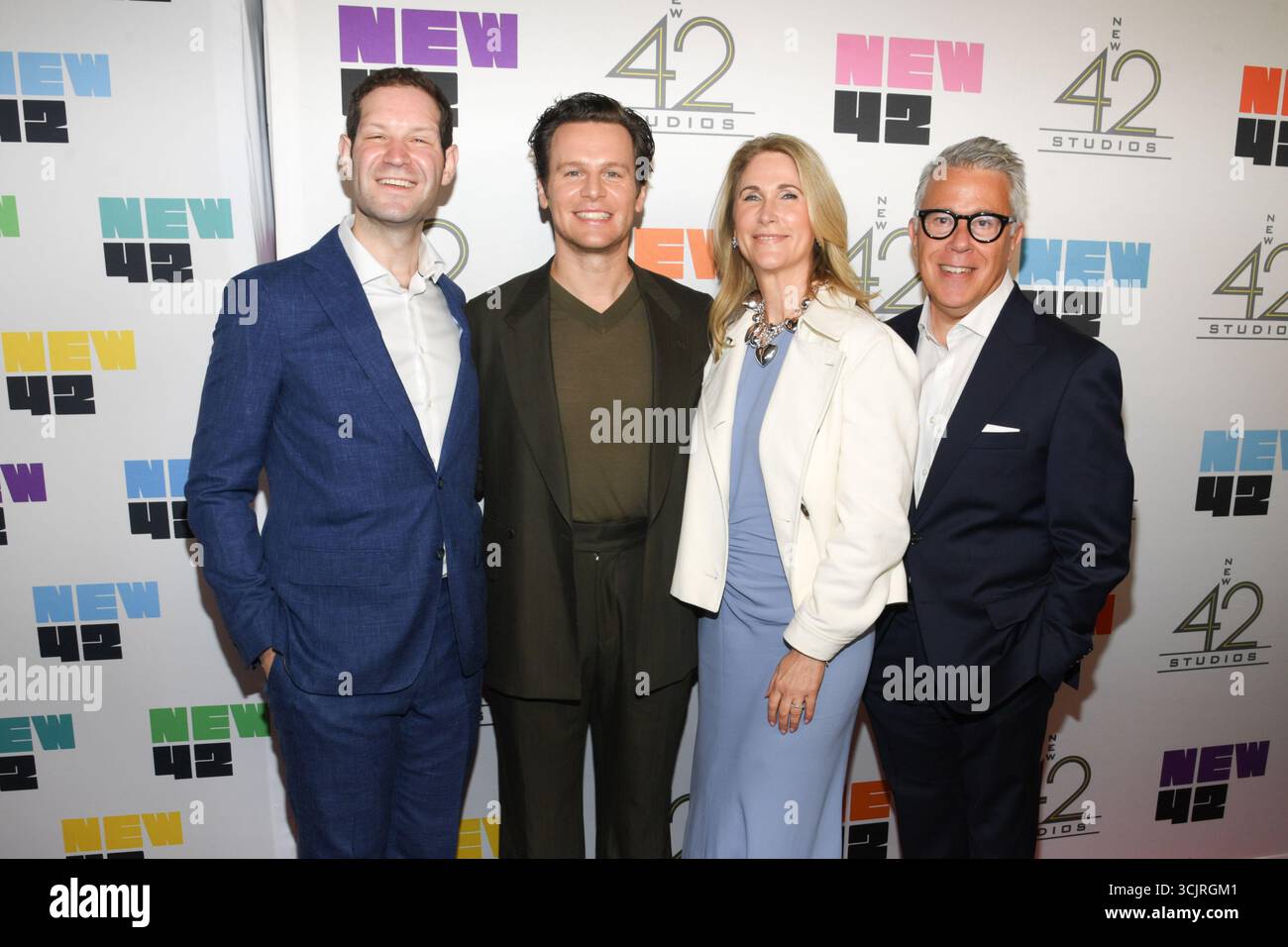 Henry Tisch, Jonathan Groff, Fiona Rudin and Russell Granet attend the ...