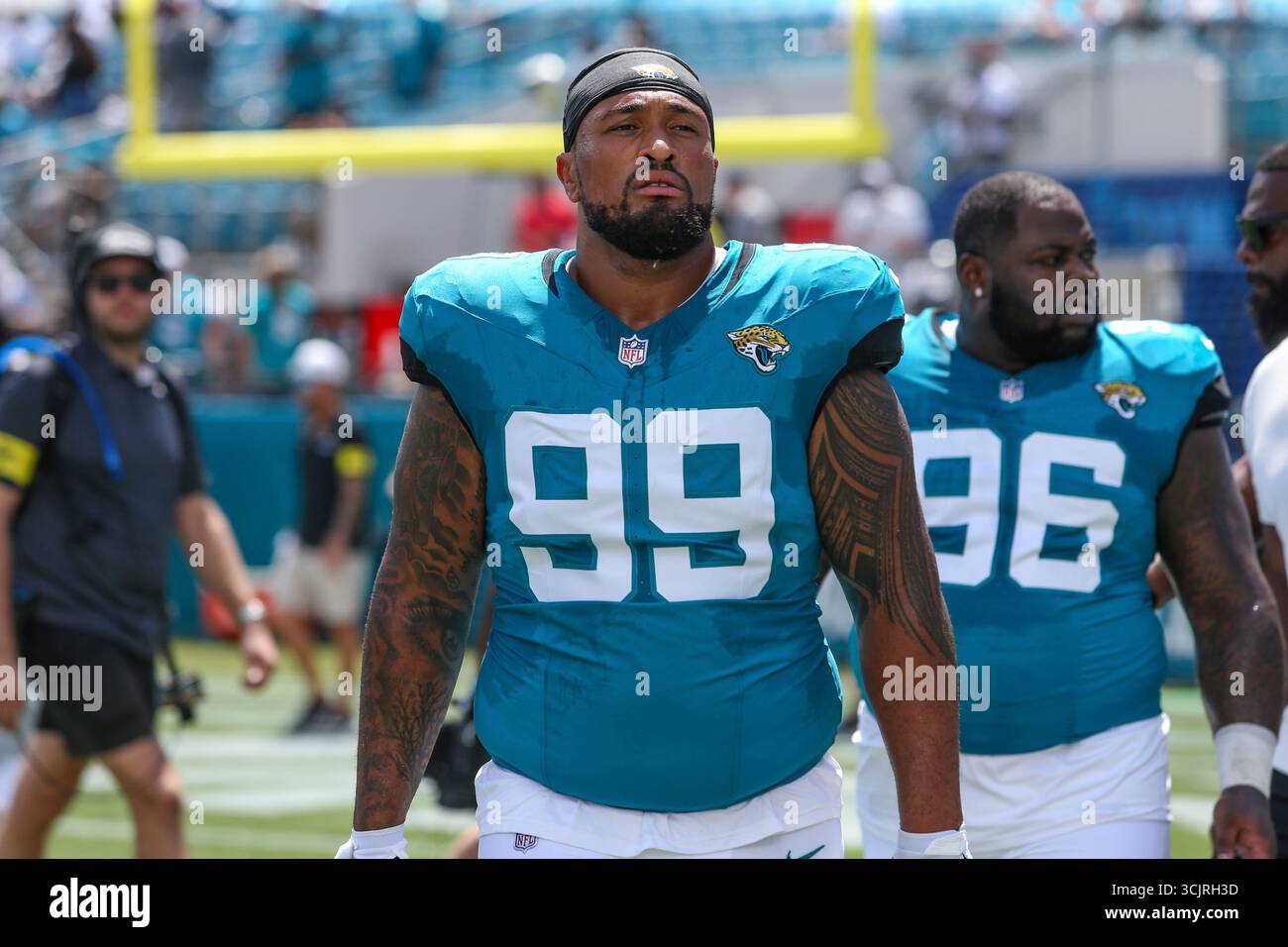 Jacksonville Jaguars defensive lineman Austin Johnson leaves the field ...