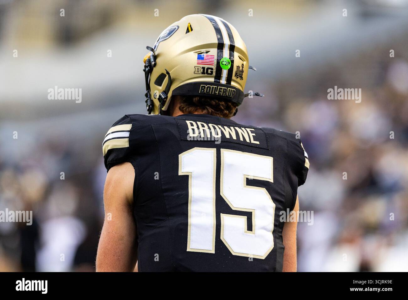 September 06, 2025: Purdue quarterback Ryan Browne (15) during pregame ...