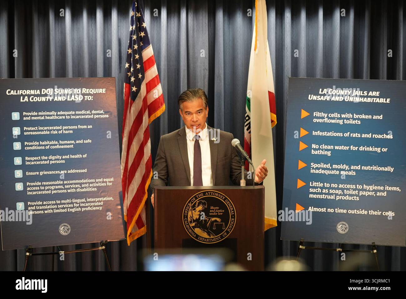 California Attorney General Rob Bonta announces his office has filed a ...