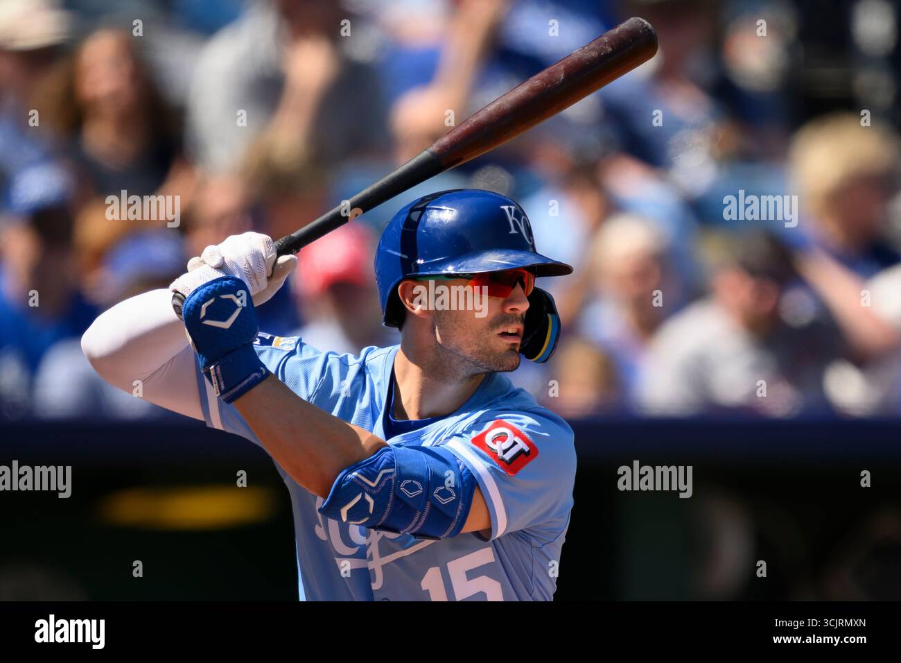 Kansas City Royals' Randal Grichuk at bat against the Minnesota Twins ...