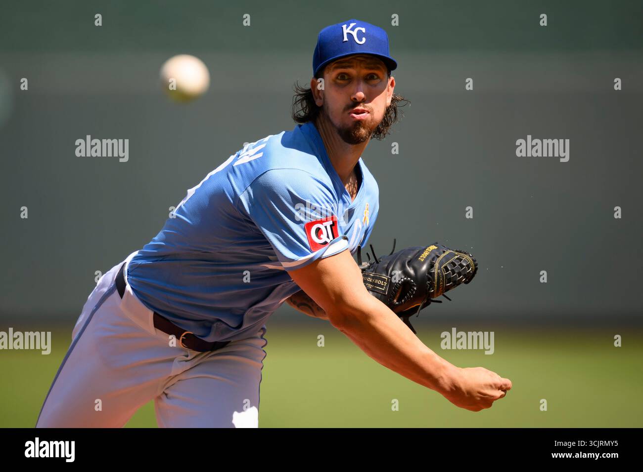 Kansas City Royals starting pitcher Michael Lorenzen throws during the ...