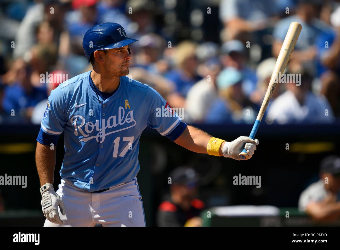 Kansas City Royals' Luke Maile at bat against the Minnesota Twins ...