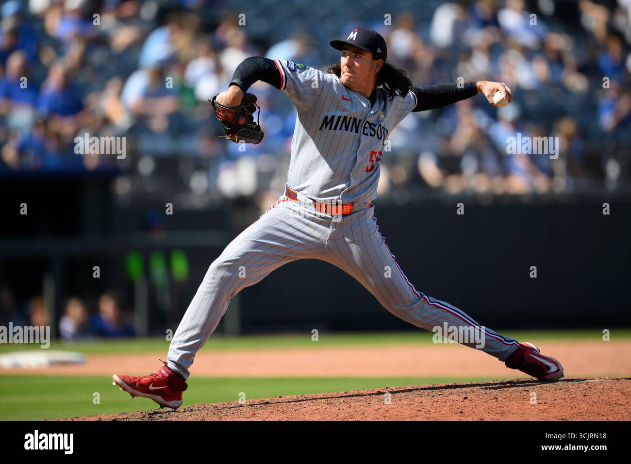 Minnesota Twins relief pitcher Kody Funderburk throws during the eighth ...