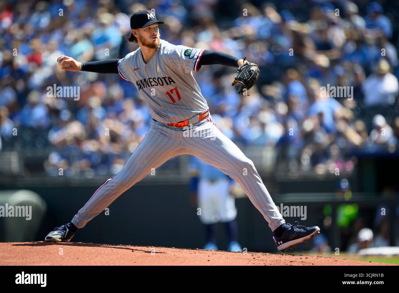 Minnesota Twins starting pitcher Bailey Ober throws to a Kansas City ...