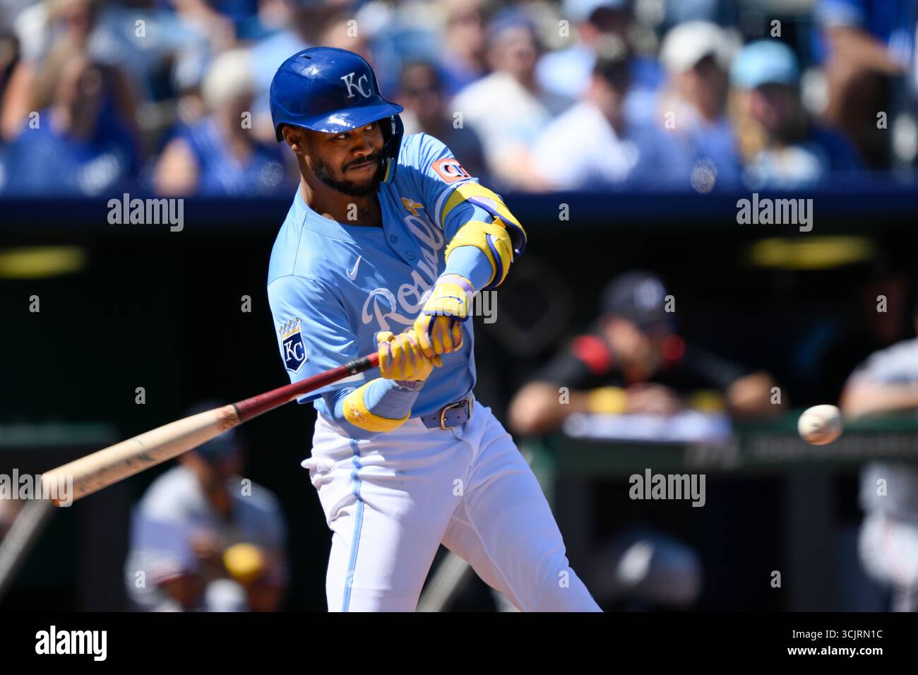 Kansas City Royals' Maikel Garcia at bat against the Minnesota Twins ...