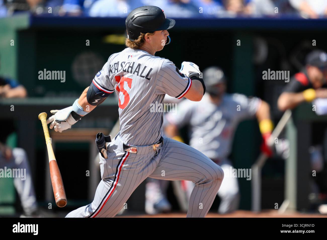 Minnesota Twins' Luke Keaschall at bat against the Kansas City Royals ...