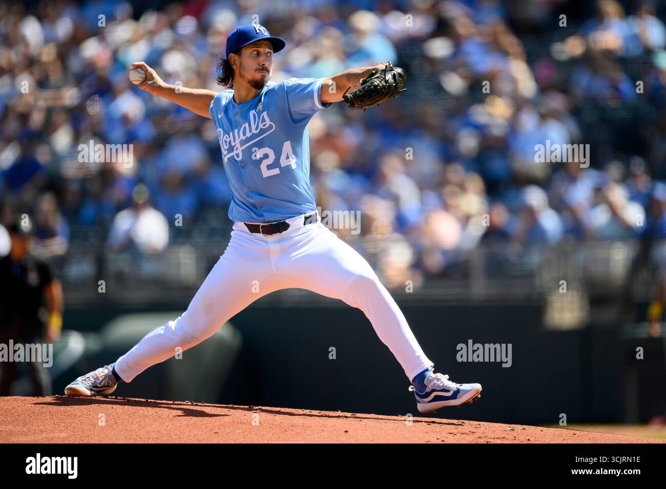 Kansas City Royals starting pitcher Michael Lorenzen throws during the ...